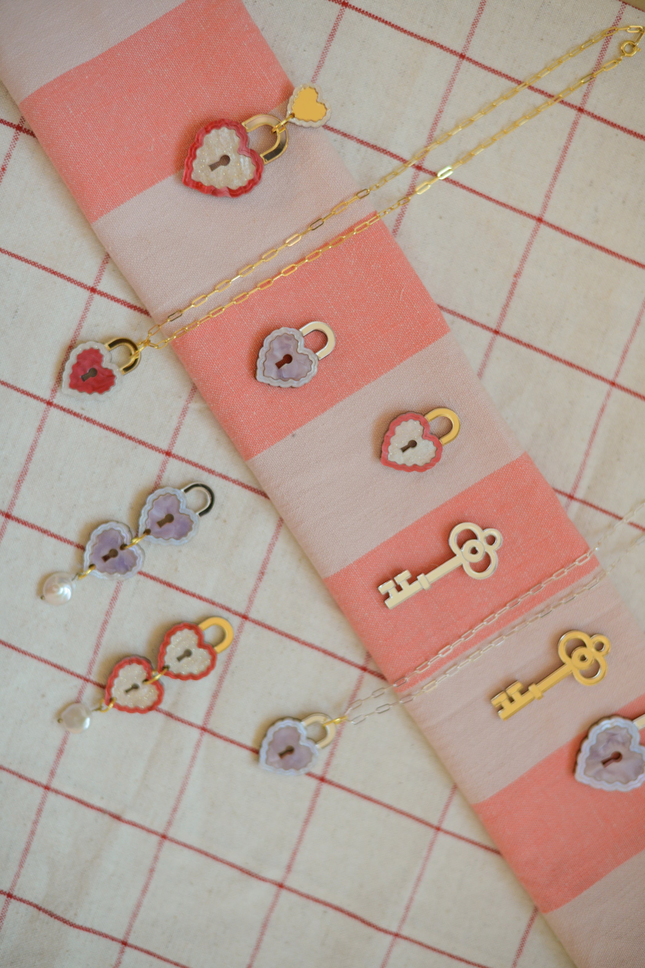Mismatched Locket & Key Hoops LILAC – fizzgoespop