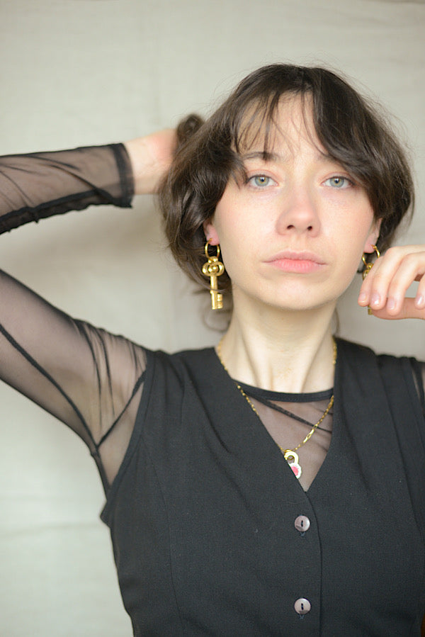 Mismatched Locket & Key Hoops RED – fizzgoespop